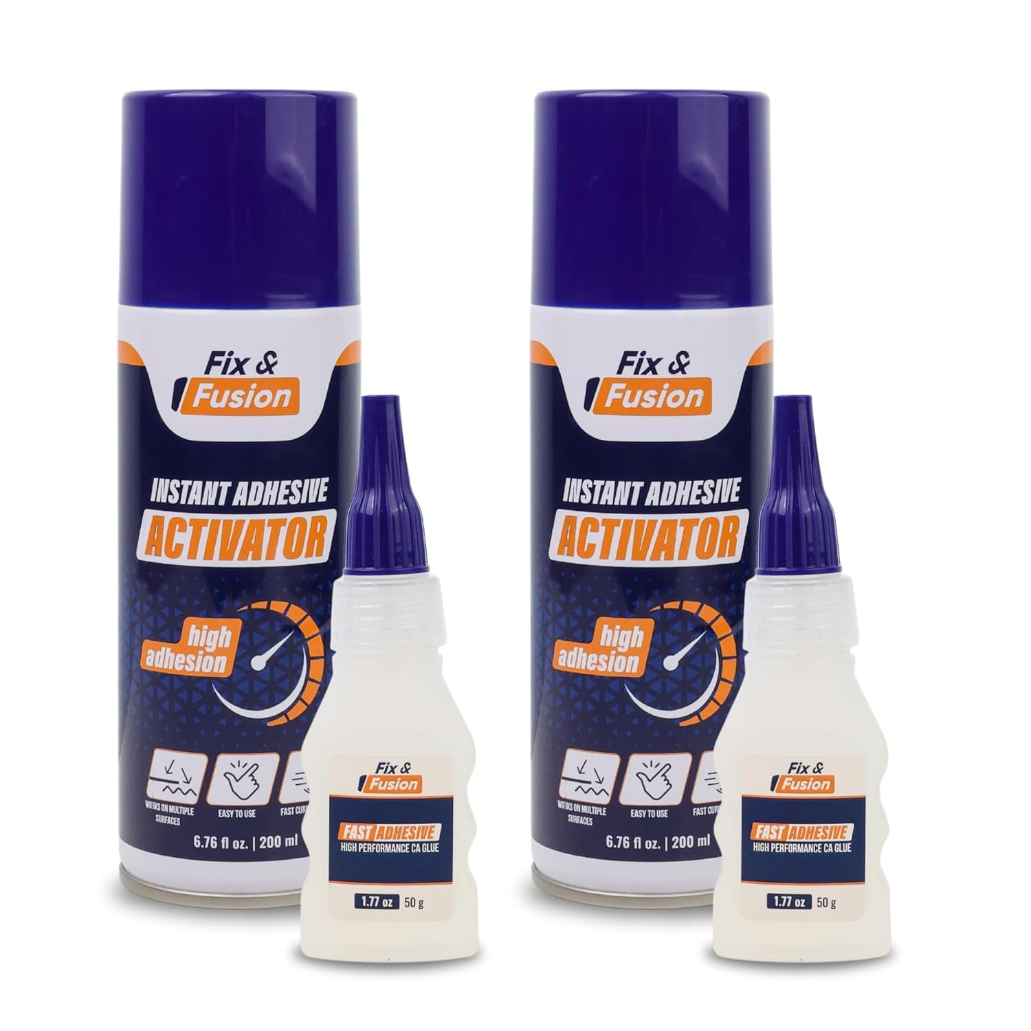 FIX & FUSION Ca Super Glue (1.77 Oz) with Activator Spray (6.76 Fl Oz ...