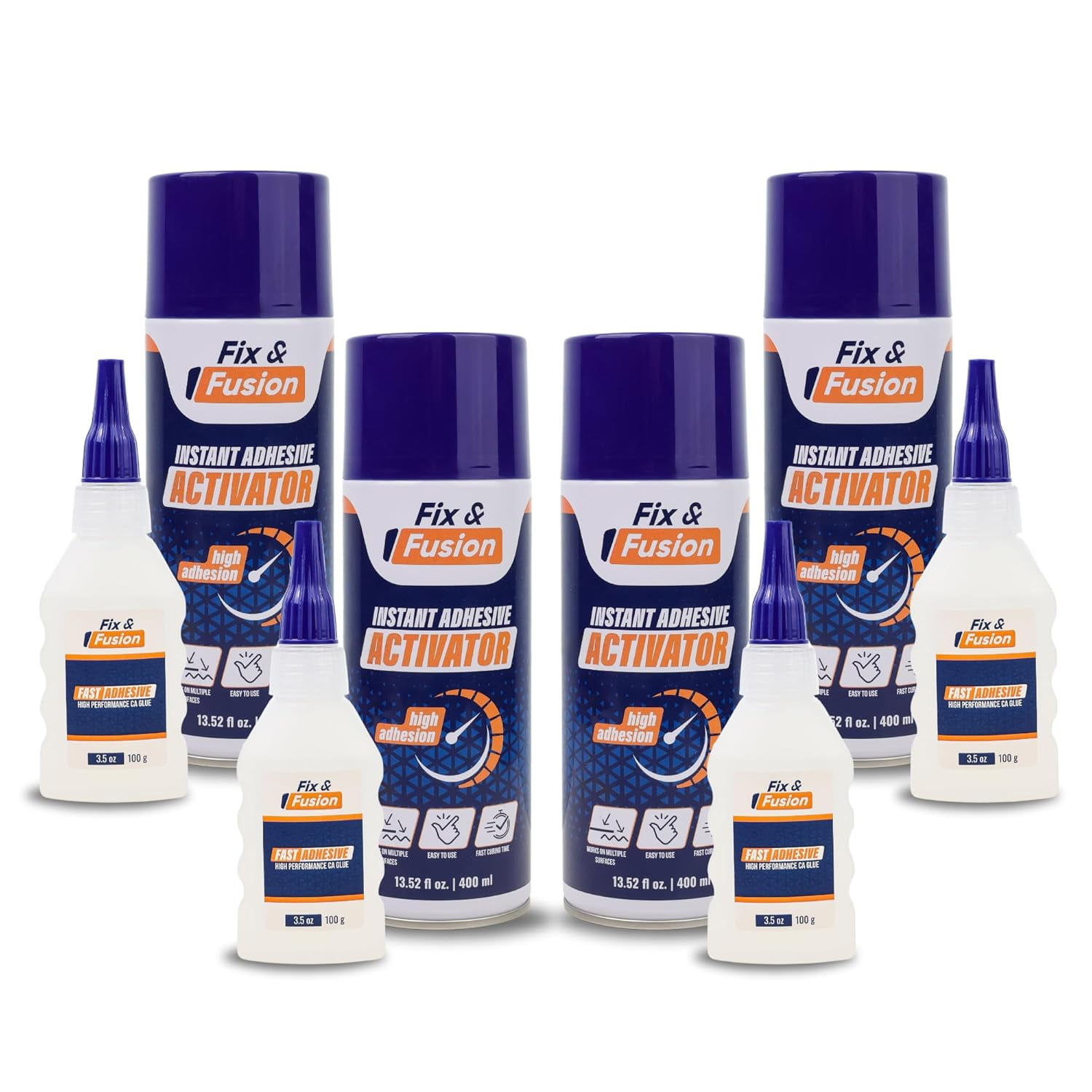 FIX & FUSION Ca Super Glue (3.5 Oz) with Activator Spray (13.5 Fl Oz ...