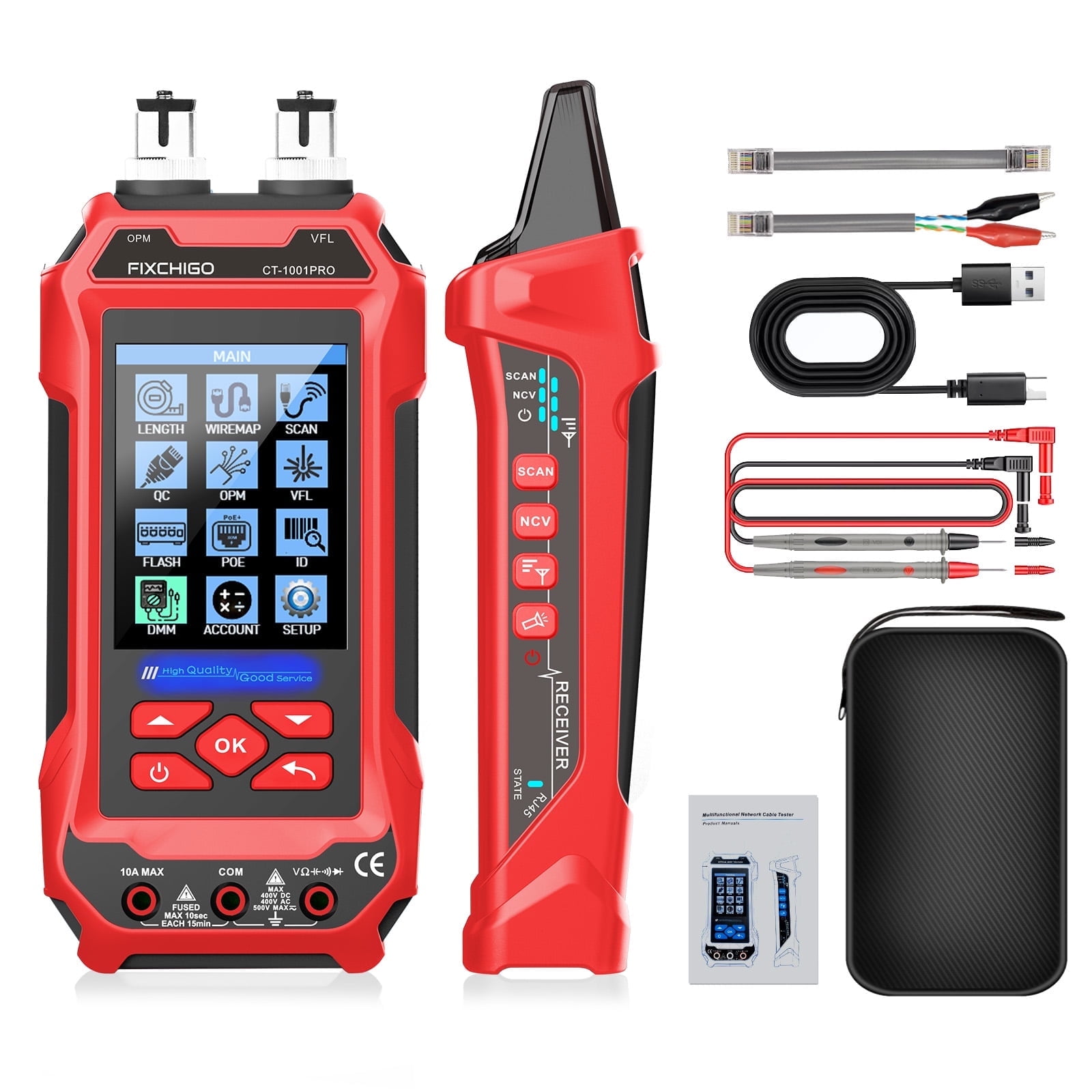 FIXCHIGO MT0003-RD Red Multifunctional Network Cable Tester 1 Piece ...