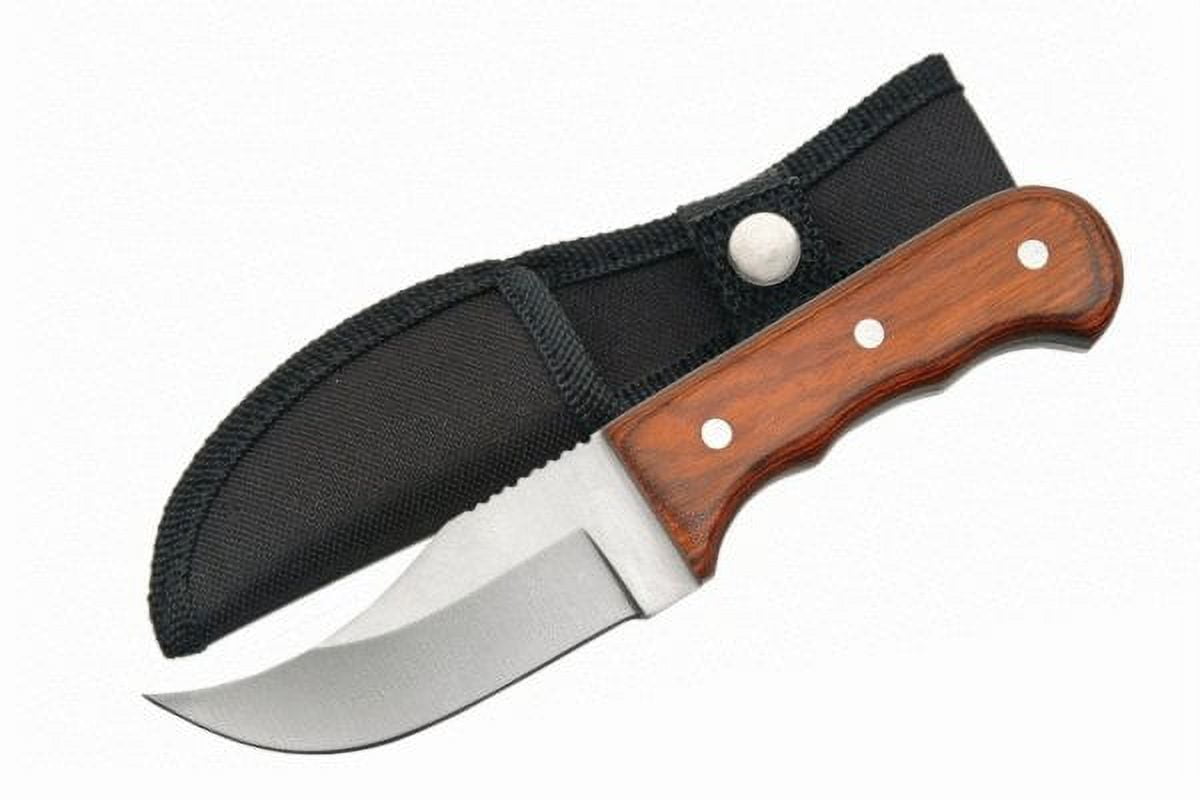 FIXED-BLADE HUNTING KNIFE | Mini 6.25" Full Tang Wood Survival Skinner ...