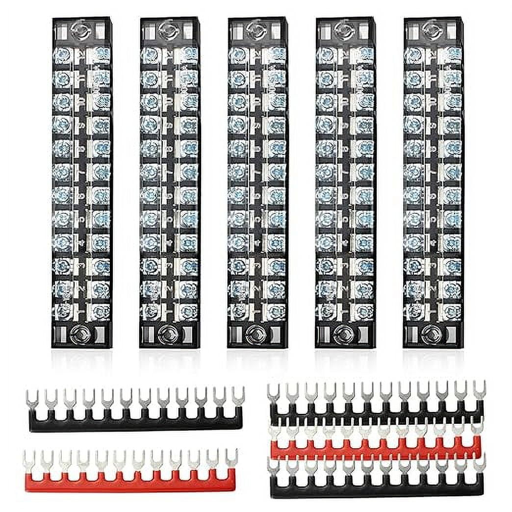 FIXITOK Terminal Strip Blocks, 5 Sets 12 Positions 600V 15A Waterproof ...