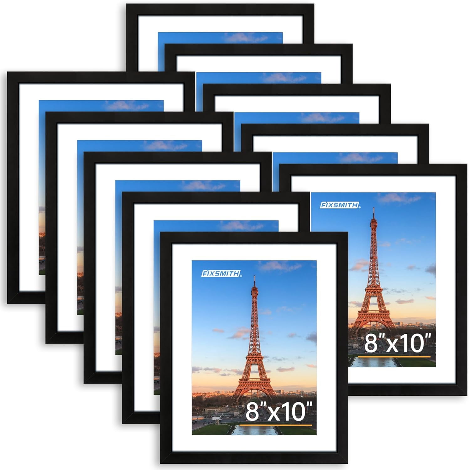 FIXSMITH 8x10 Picture Frame Set of 10, Photo Frame Bulk with HD ...