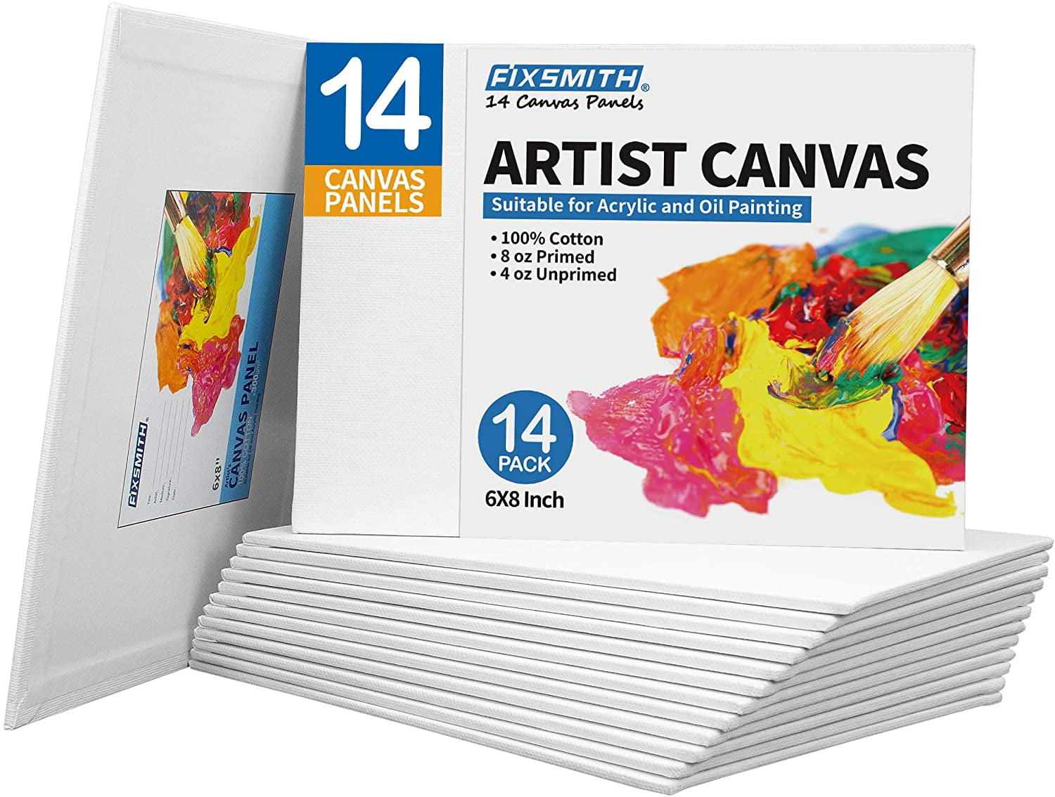 FIXSMITH Canvas Panels 14 Pack - 6 x 8 Inch Painting Canvas Panel ...