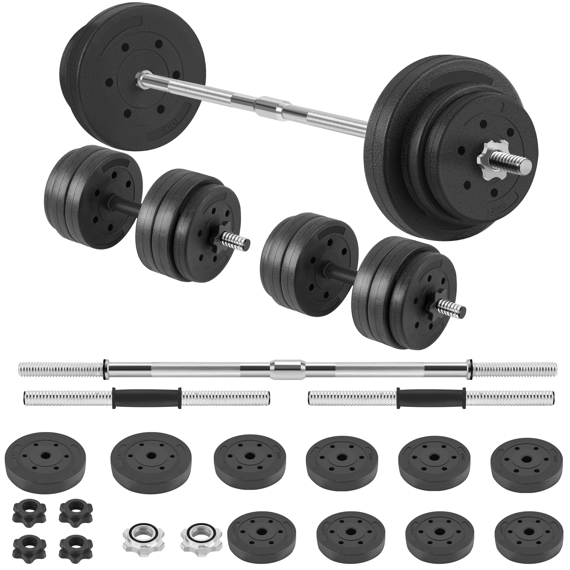 FIXTECH 66LB 2 in 1 Olympic Adjustable Weight Set with Straight Bar As ... FIXTECH 66LB 2 in 1 Olympic Adjustable Weight Set with Straight Bar As ...