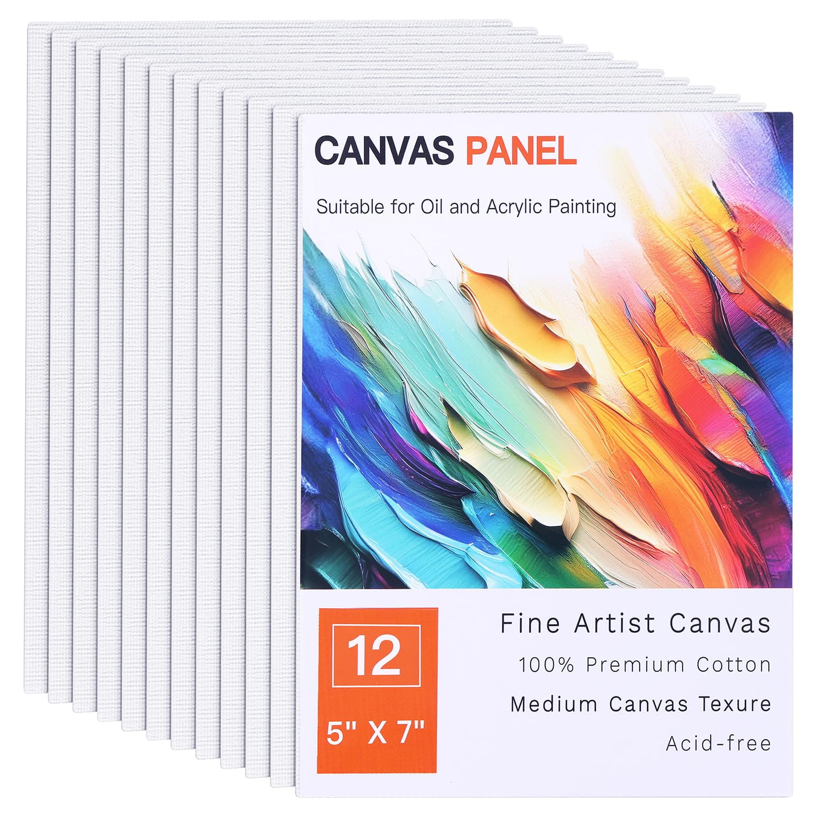 FIXWAL Canvas Boards for Painting 12 Pack, 5x7 Inch Art Paint Canvas ...