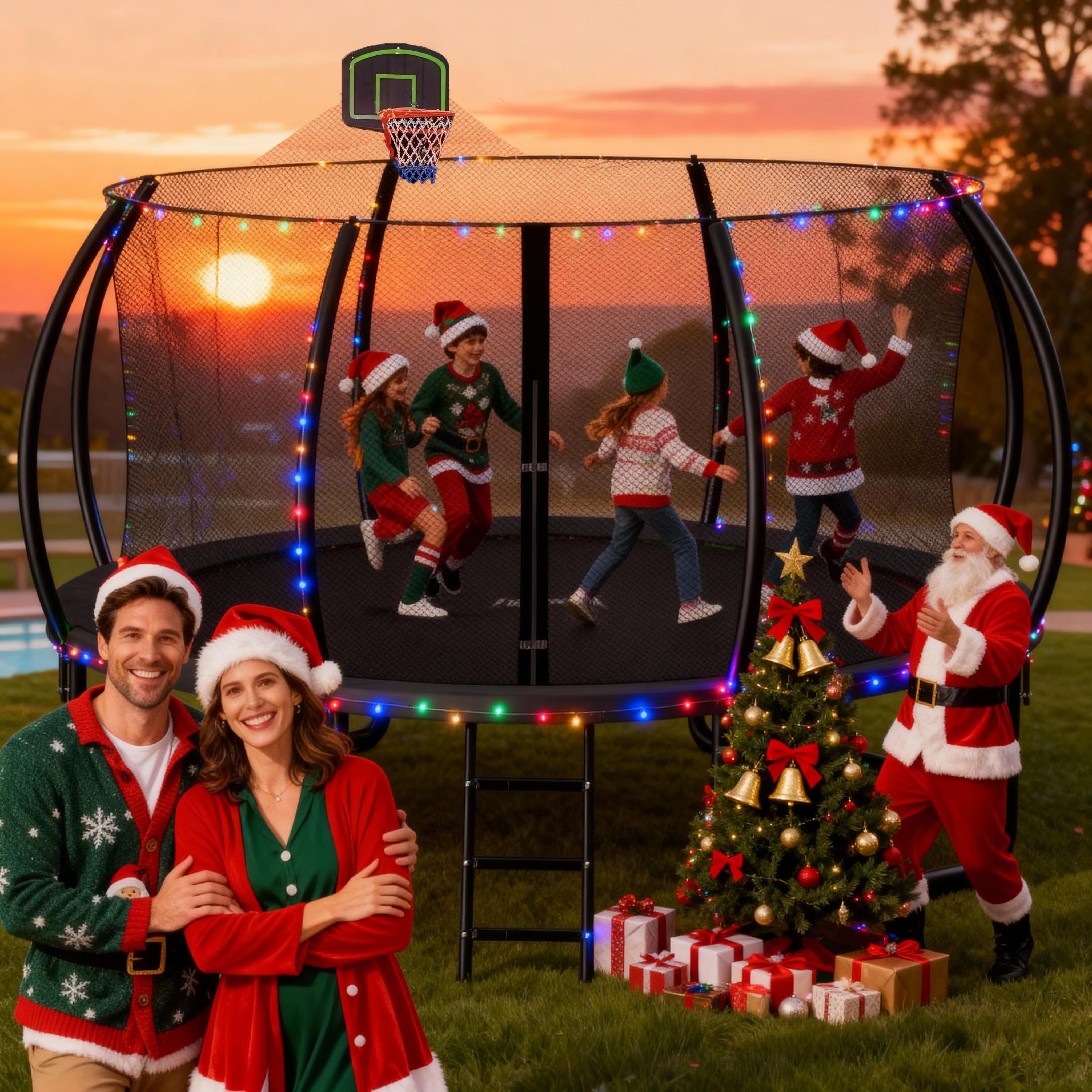 FIZITI 10FT 1000LBS Trampoline with Basketball Hoop for Kids,Pumpkin ...