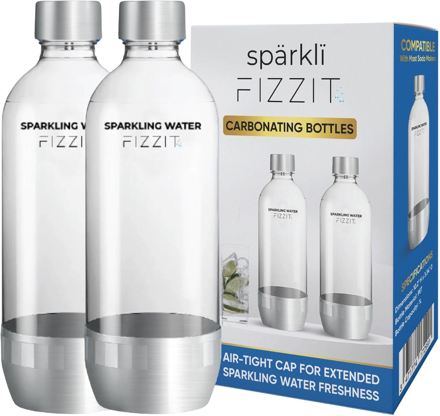 FIZZIT 1L Carbonation Bottles – 2 Pack | Value Set | Compatible with ...