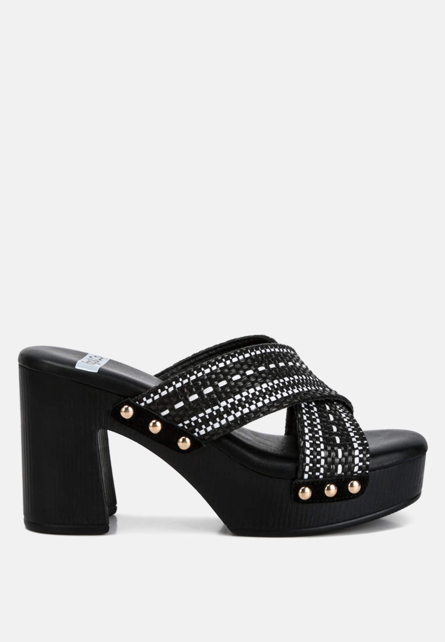 FInley Raffia High Block Heel Clogs In Black - Walmart.com