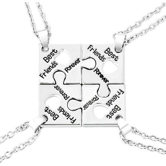 FJ BFF Best Friend Forever Necklace Engraved Puzzle Sister Necklace for ...