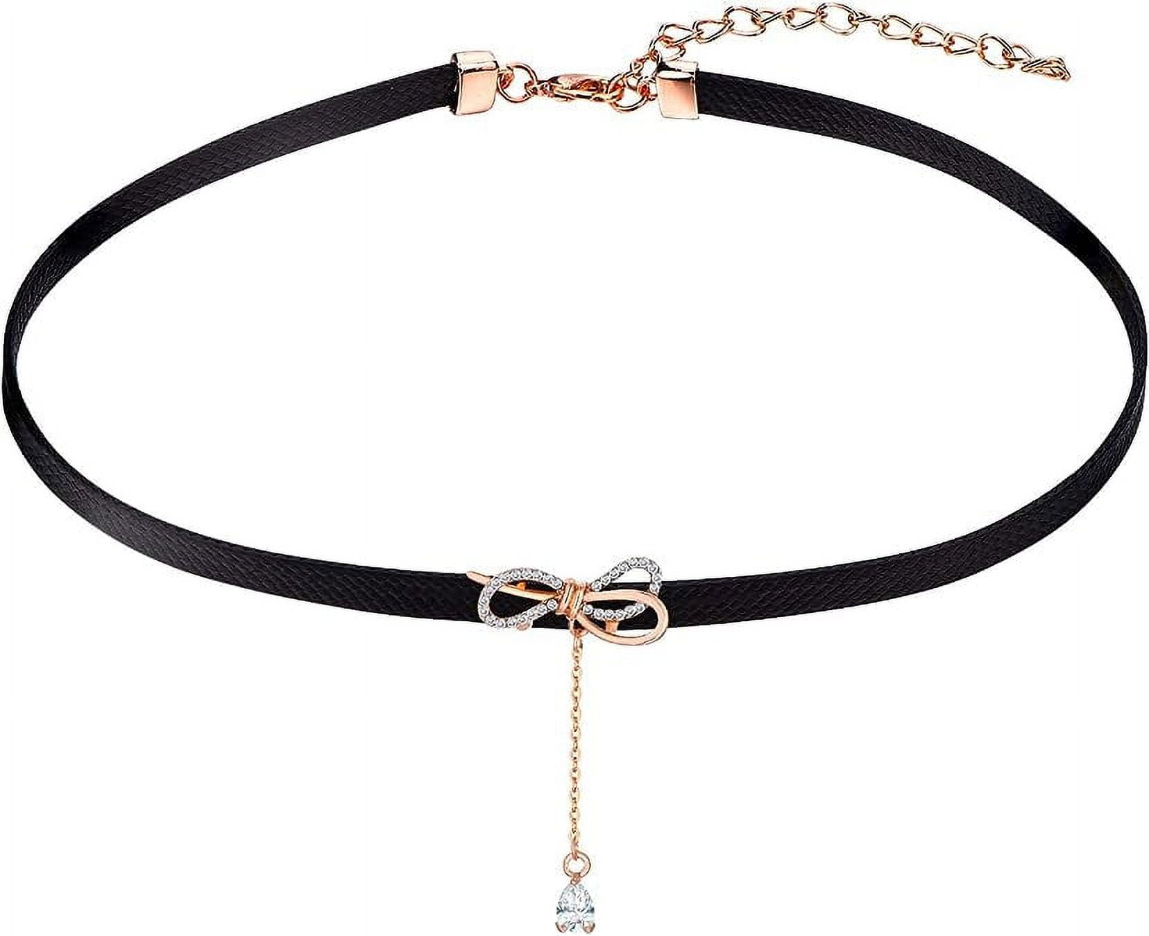 FJ Black Leather Choker Necklaces for Women Choker Classic Tattoo Charm ...