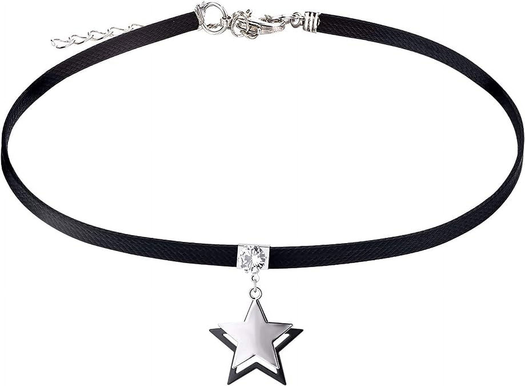 FJ Black Leather Choker Necklaces for Women Choker Classic Tattoo Charm ...