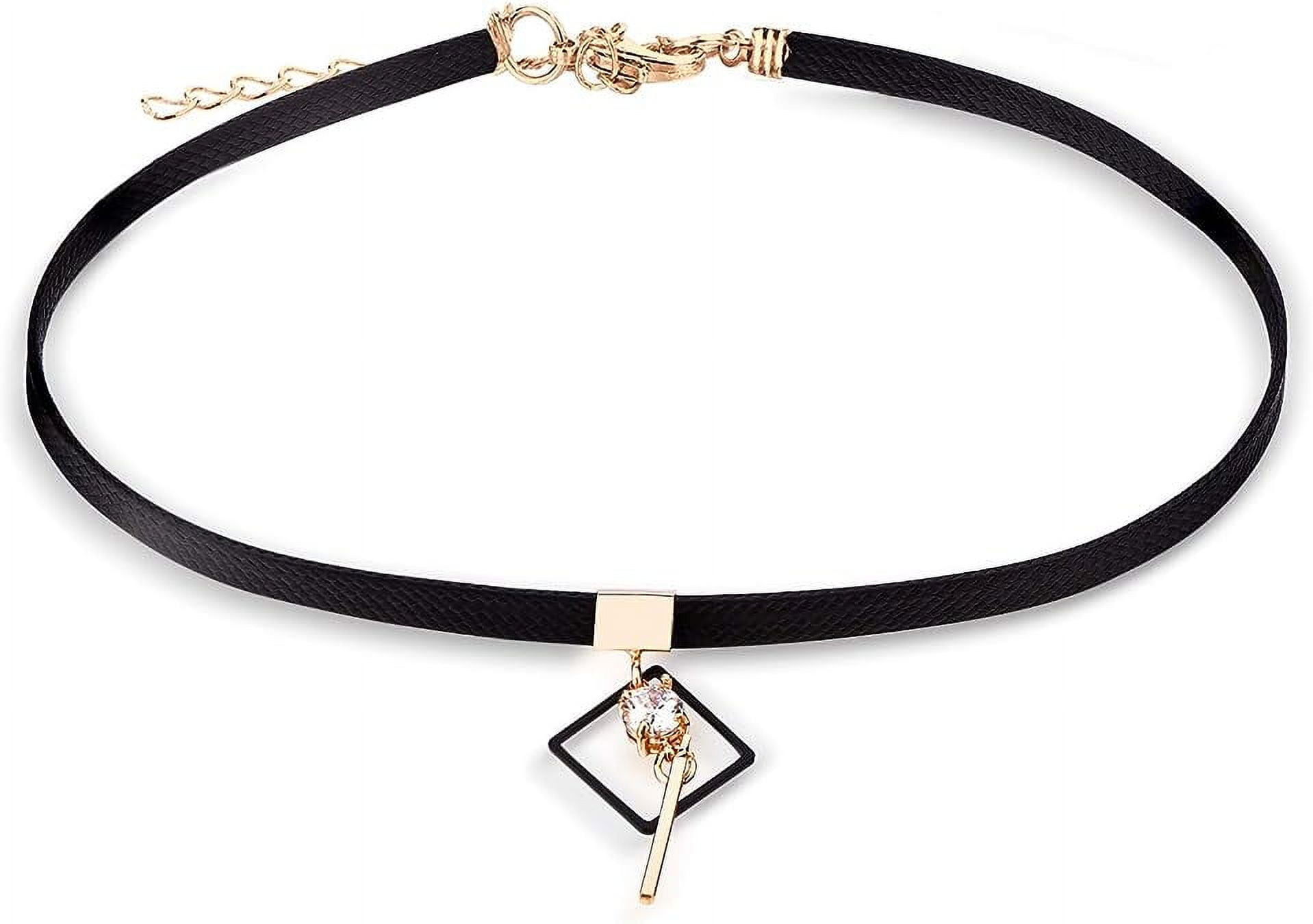 FJ Black Leather Choker Necklaces for Women Choker Classic Tattoo Charm ...