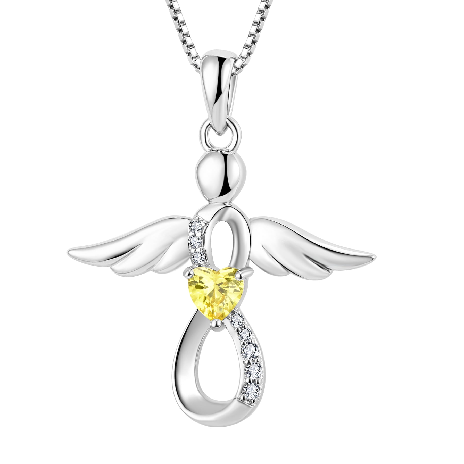 FJ Guardian Angel Necklace for Women 925 Sterling Silver Citrine ...