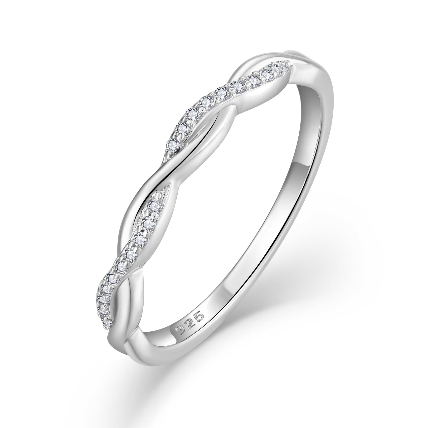 FJ Twisted Infinity Eternity Ring 925 Sterling Silver Stackable Ring Wedding Band Statement ...