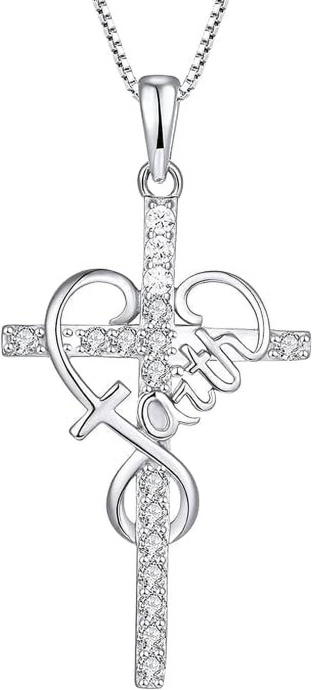 FJ Women Heart Faith Cross Necklace Heart Infinity Faith Pendant ...