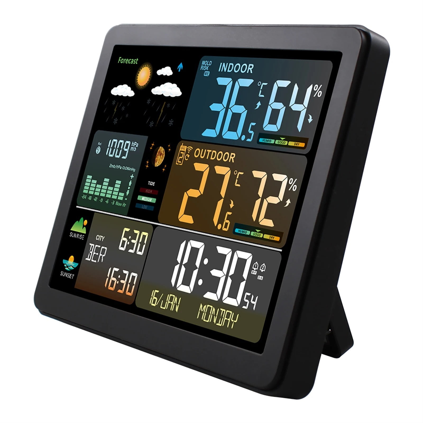 FJ3566M Smart Weather Station with Clock Temperature & Humidity Meter ...