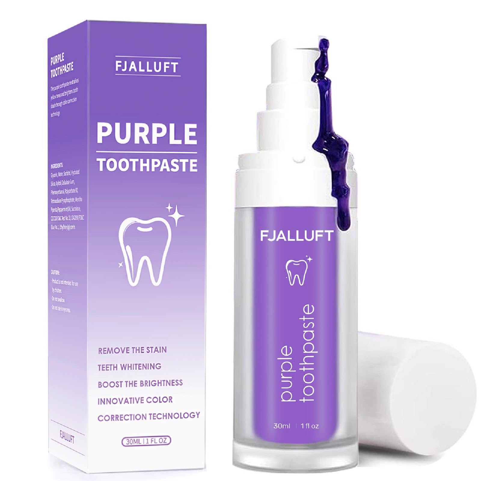 FJALLUFT Purple Toothpaste Whitening STF9 for Teeth, Colour Corrector ...