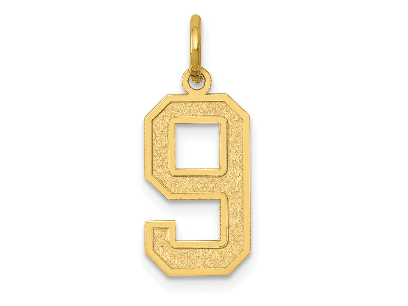 FJC Finejewelers 10 kt Yellow Gold Medium Satin Number 9 Charm 20 x 8 ...