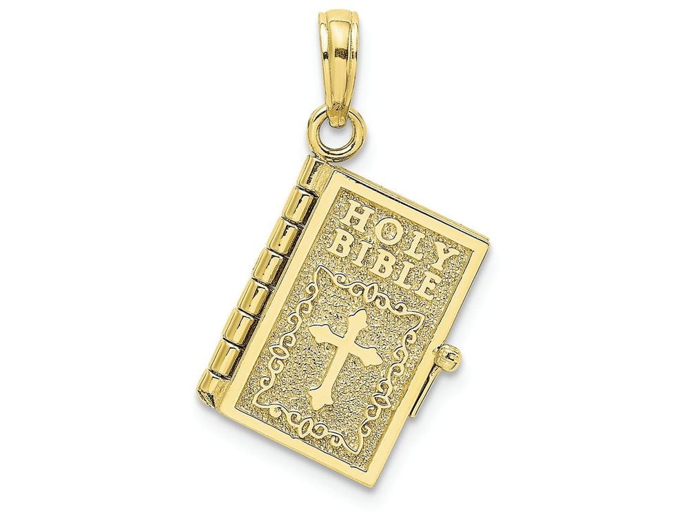 FJC Finejewelers 10k Yellow Gold 3d Holy Bible Book with Cross Lord's ...