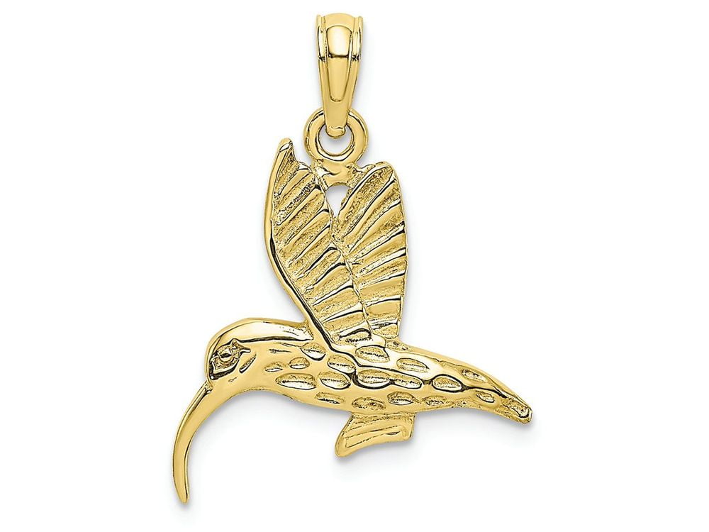 FJC Finejewelers 10k Yellow Gold Hummingbird Flying Textured with ...