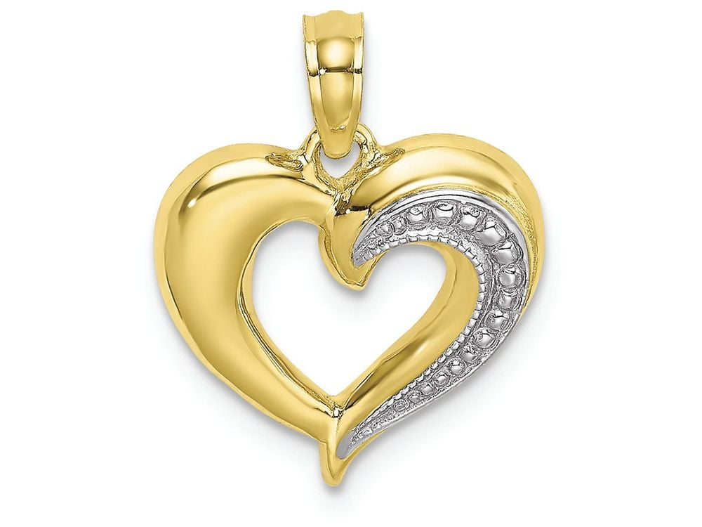 FJC Finejewelers 10k Yellow Gold with with Rhodium Heart with White ...