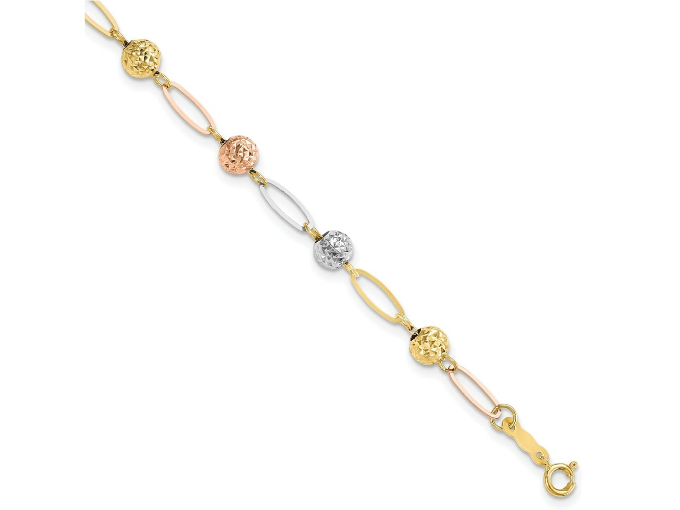 FJC Finejewelers 14 kt Tri Color Gold Tri-Color Bright Cut Beads Link ...