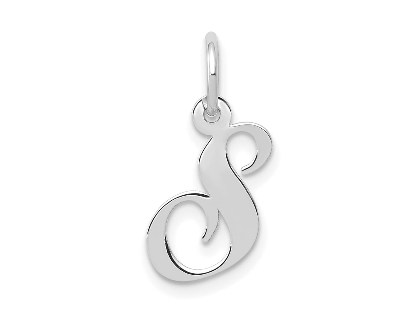 FJC Finejewelers 14 kt White Gold Small Fancy Script Letter S Initial ...
