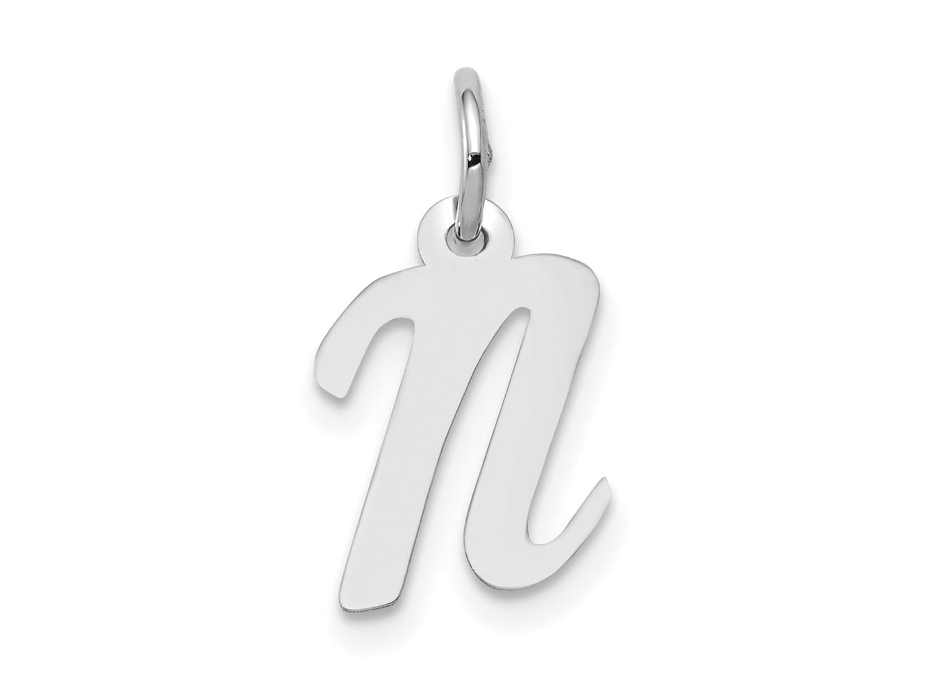 FJC Finejewelers 14 kt White Gold Small Script Letter N Initial Charm ...