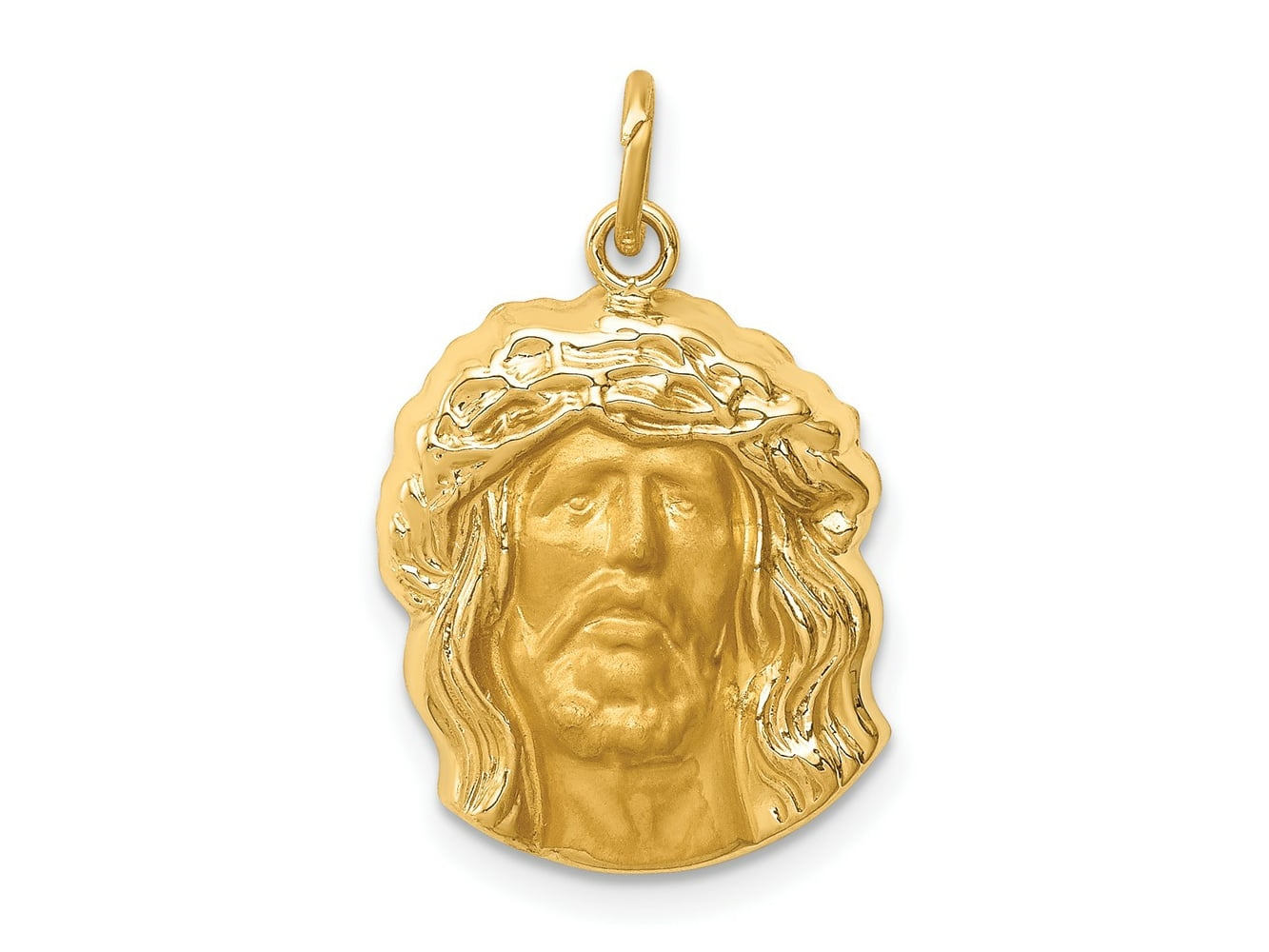 FJC Finejewelers 14 kt Yellow Gold Hollow Polished/Satin Medium Jesus ...