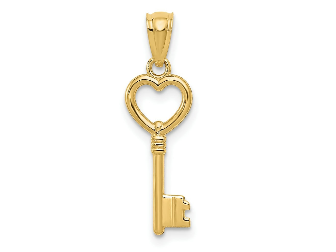 FJC Finejewelers 14 kt Yellow Gold Polished 3D Heart Key Charm 23 x 7 ...