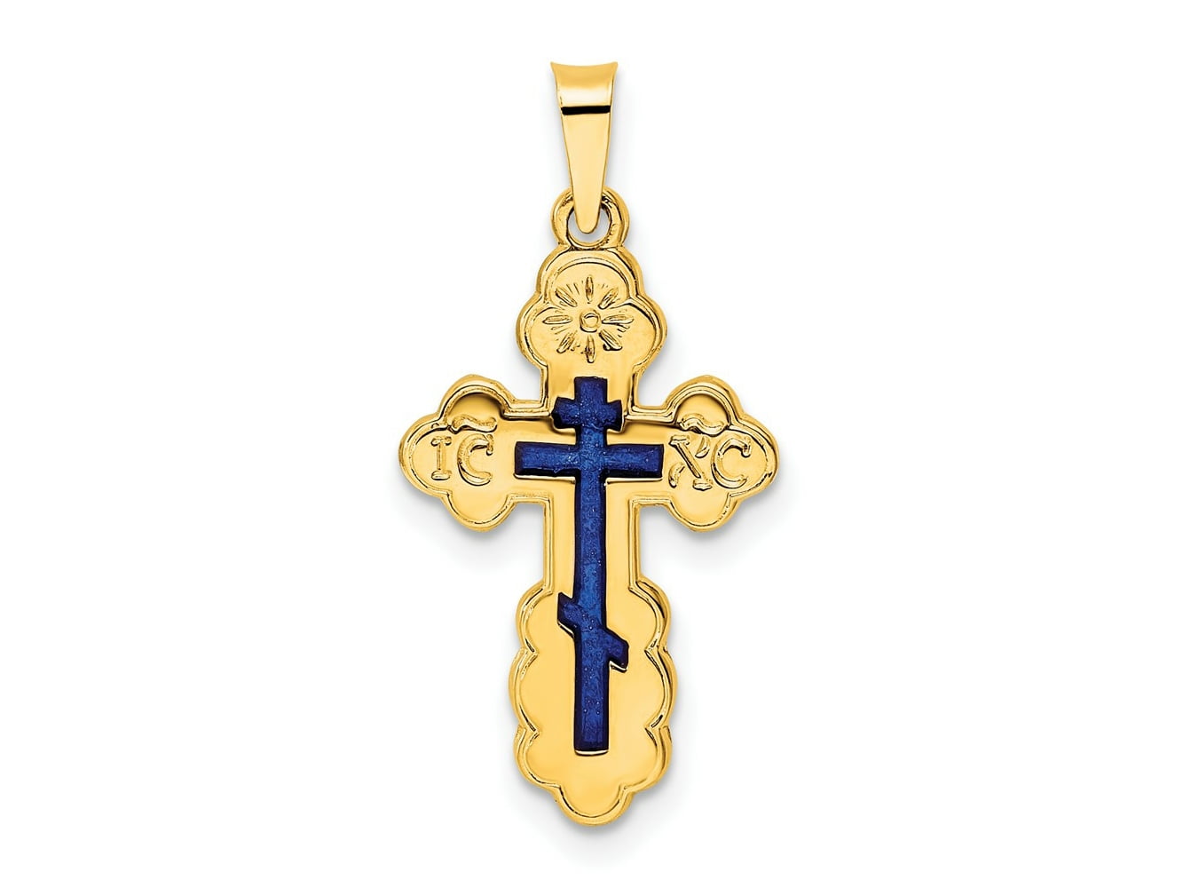 FJC Finejewelers 14 kt Yellow Gold Polished Eastern Orthodox Blue ...