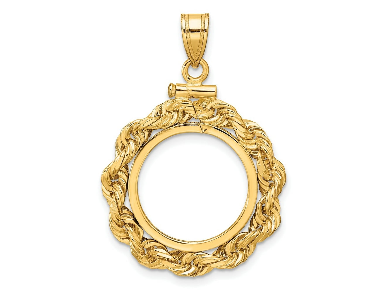 FJC Finejewelers 14 kt Yellow Gold Rope 16.5mm x 1.35mm Screw Top Coin ...