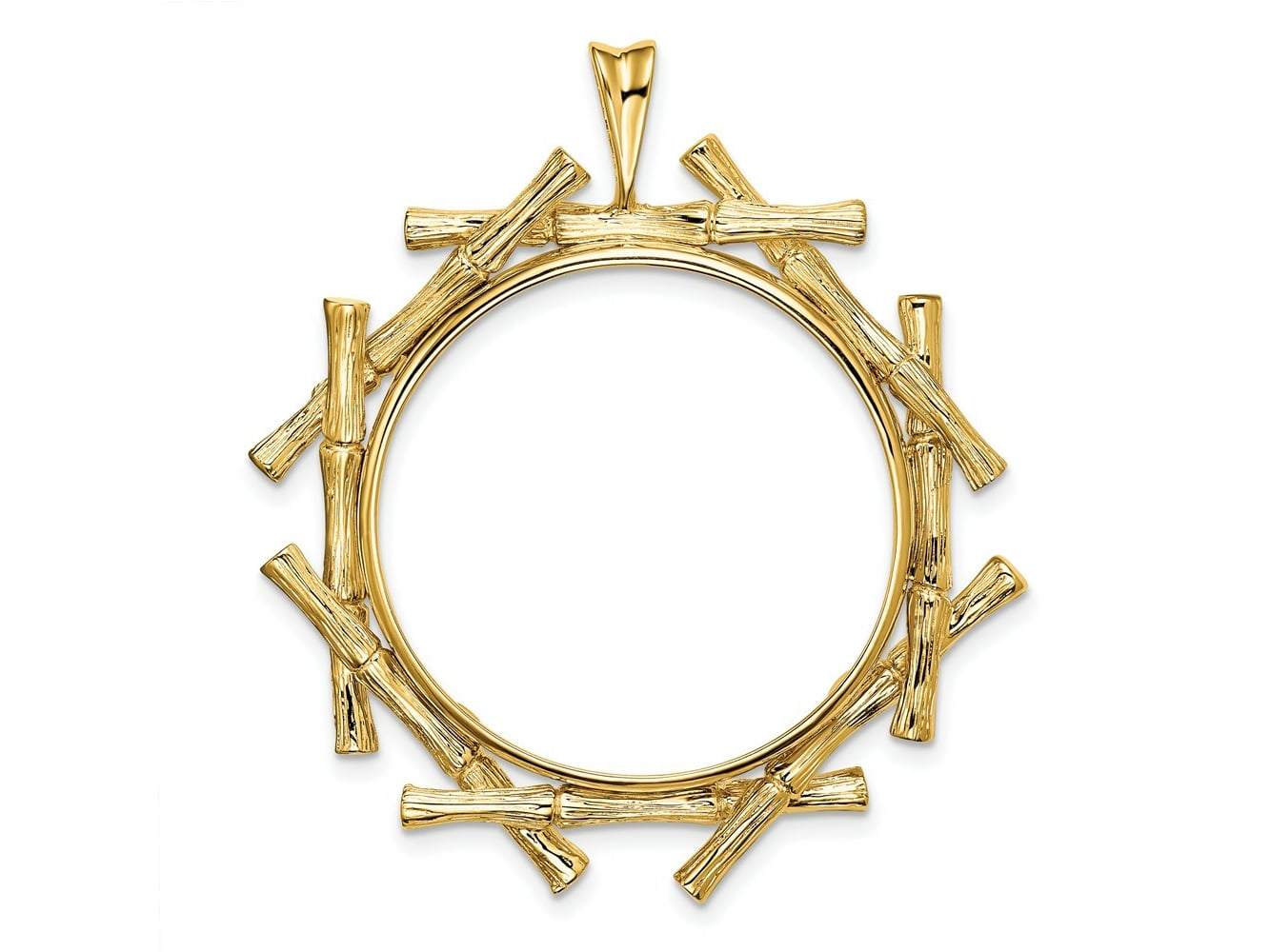 FJC Finejewelers 14 kt Yellow Gold and Textured Overlap Bamboo 27mm ...