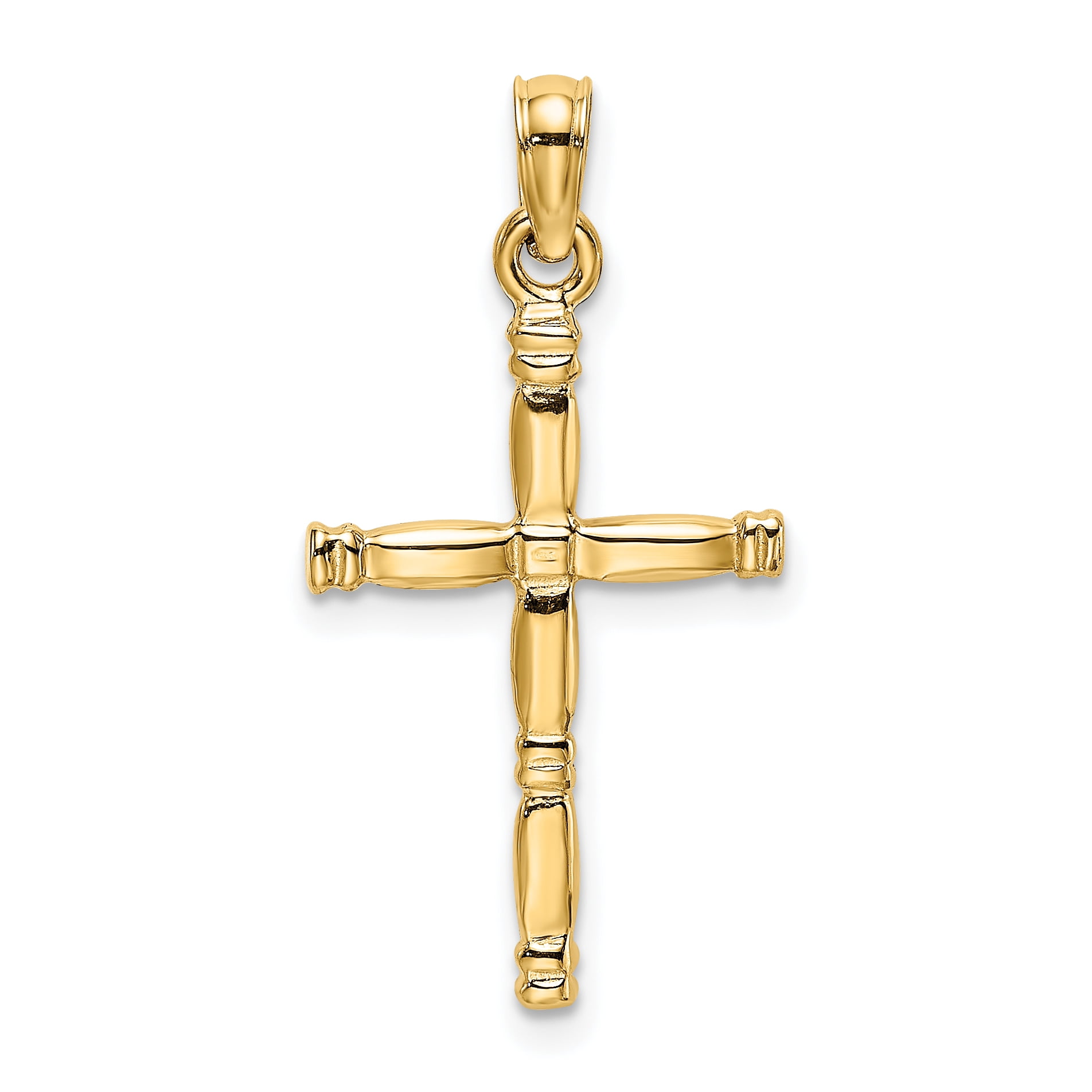 14K Yellow Gold Elegant 3-D Polished Religious Latin Cross Pendant ...