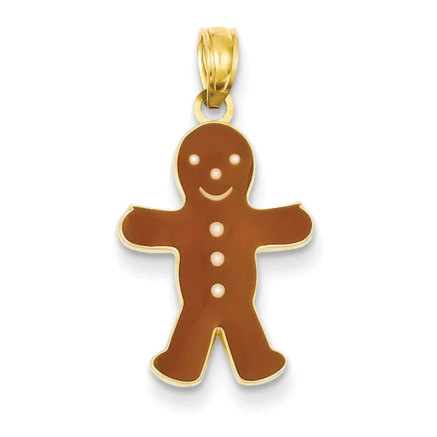 FJC Finejewelers 14k Yellow Gold 3d Gingerbread Man with Enamel Charm ...