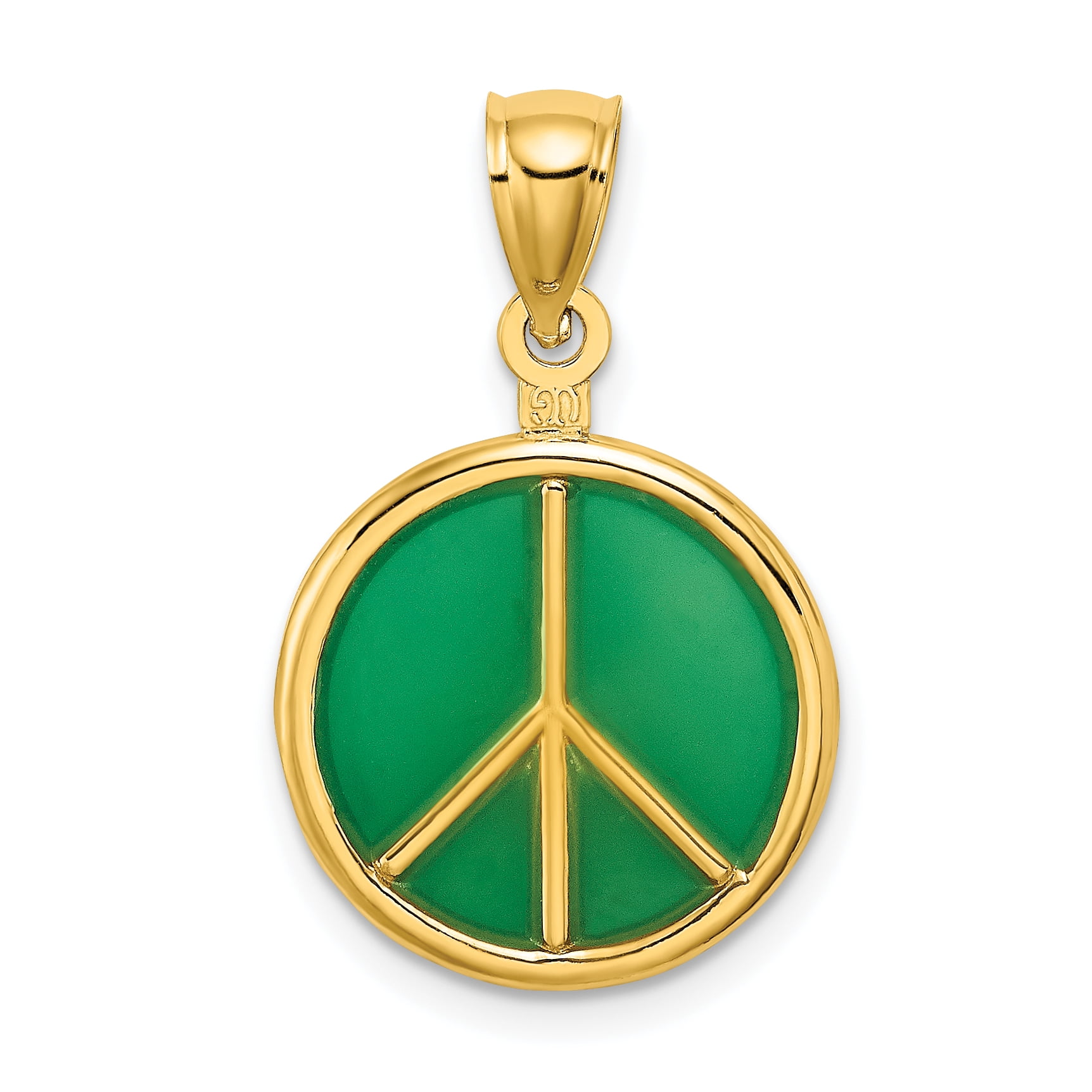 14K Yellow Gold 3-D Green Peace Symbol Charm Pendant - Walmart.com
