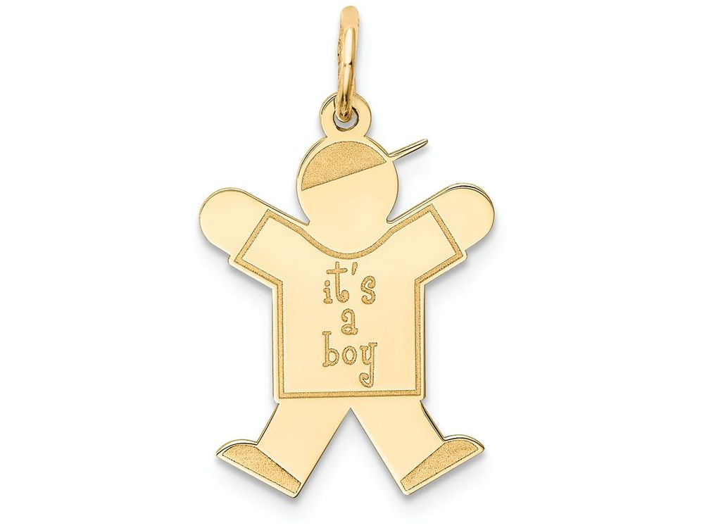 FJC Finejewelers 14k Yellow Gold Kid It's a Boy Charm 15 x 25mm ...