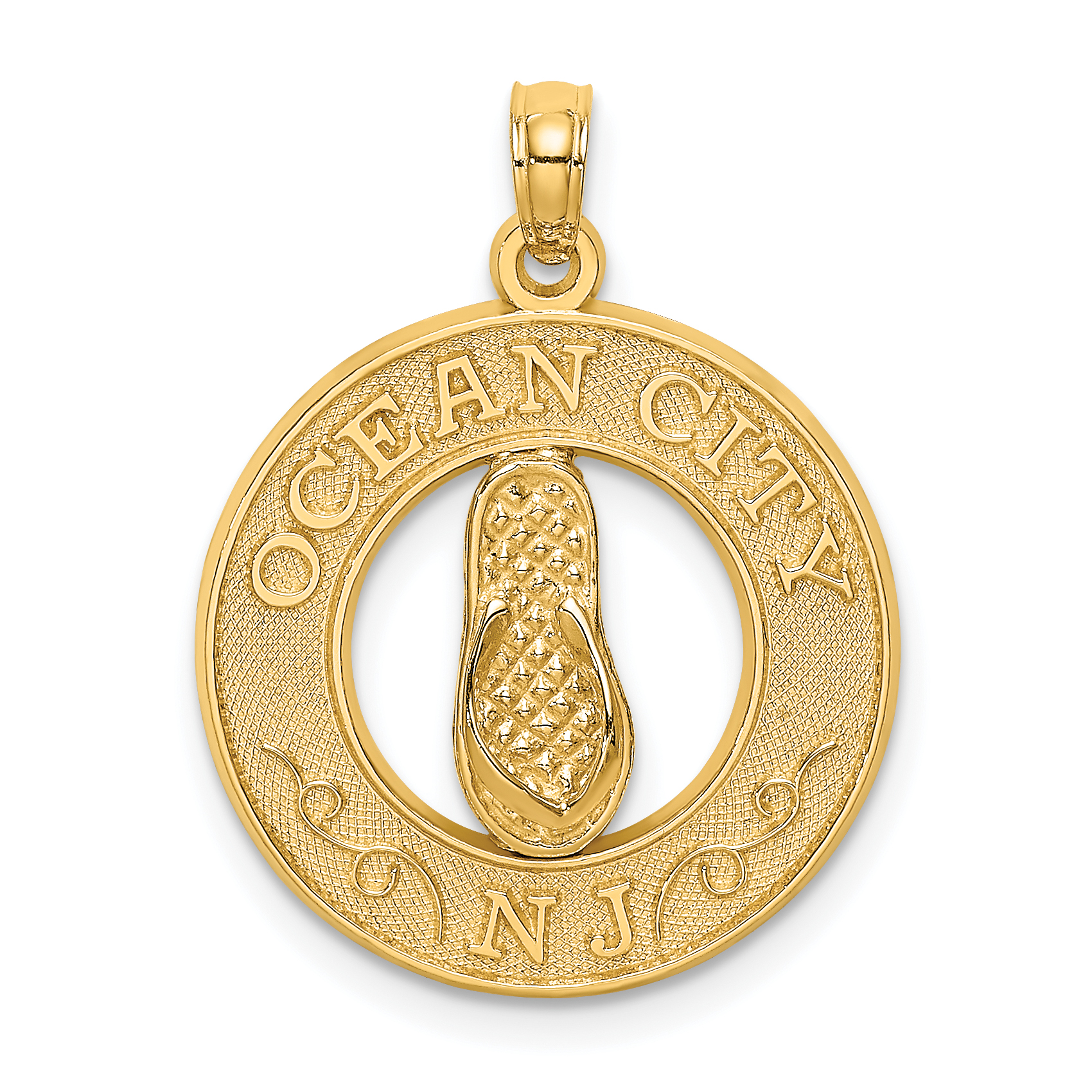 FJC Finejewelers 14k Yellow Gold Ocean City Nj On Round Frame with Flip ...