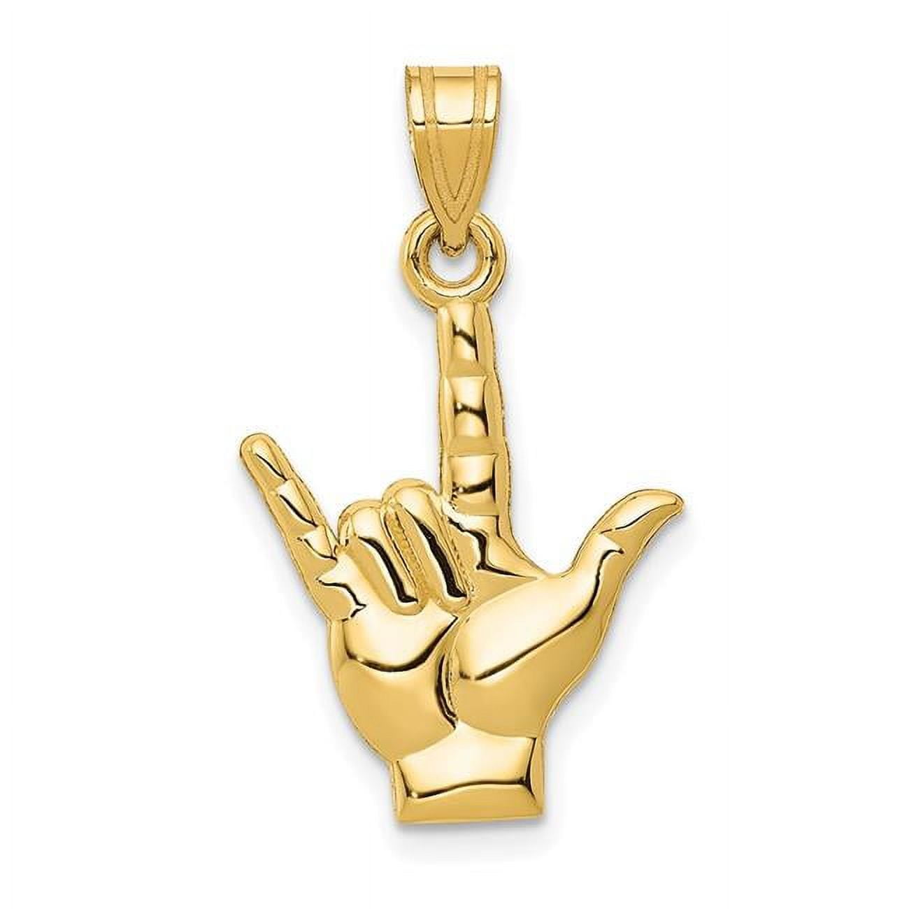 FJC Finejewelers 14k Yellow Gold Polished I Love You Handsign Language ...