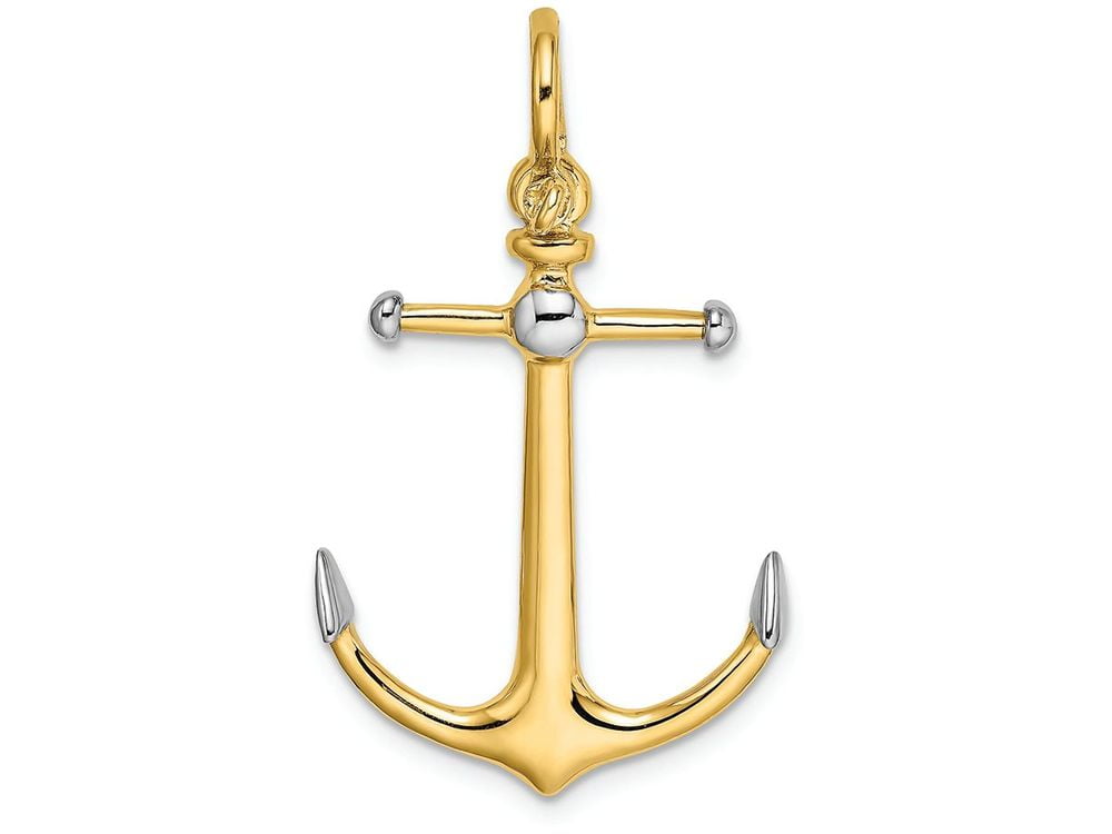 FJC Finejewelers 3d Anchor with Long T Bartwo-color Shackle Bail Charm ...