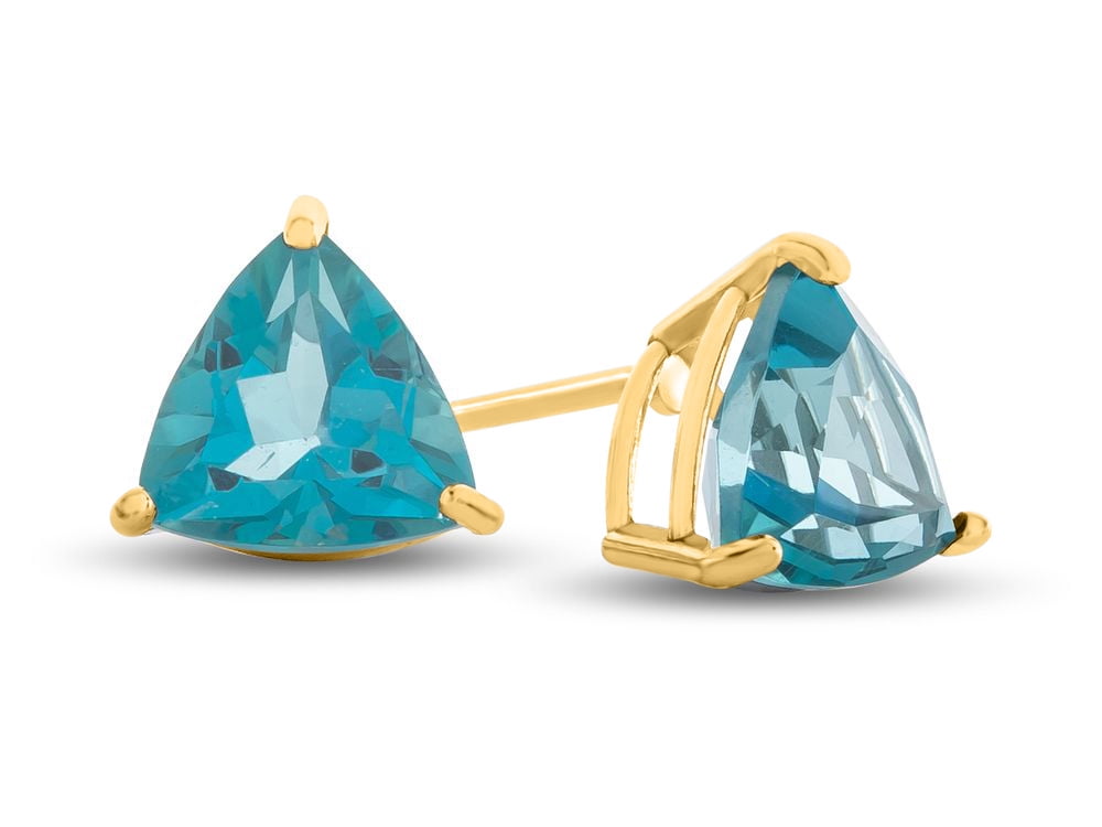 FJC Finejewelers 7x7mm Trillion Coated Paraiba Topaz Post-With-Friction ...