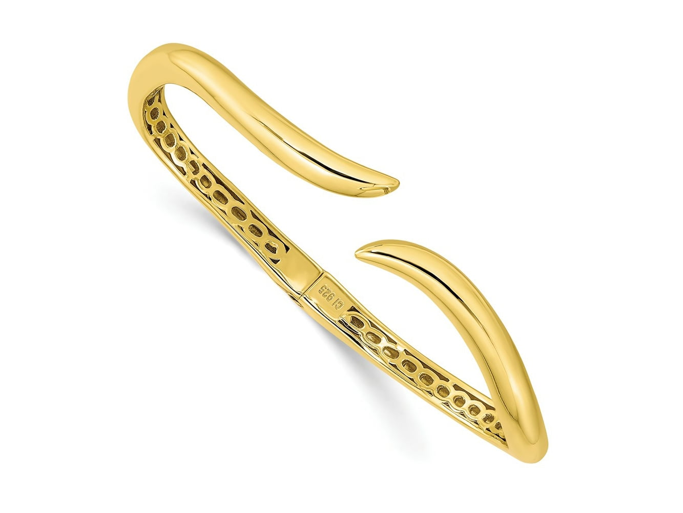 FJC Finejewelers 925 Sterling Silver Gold-tone Polished Wavy Hinged ...