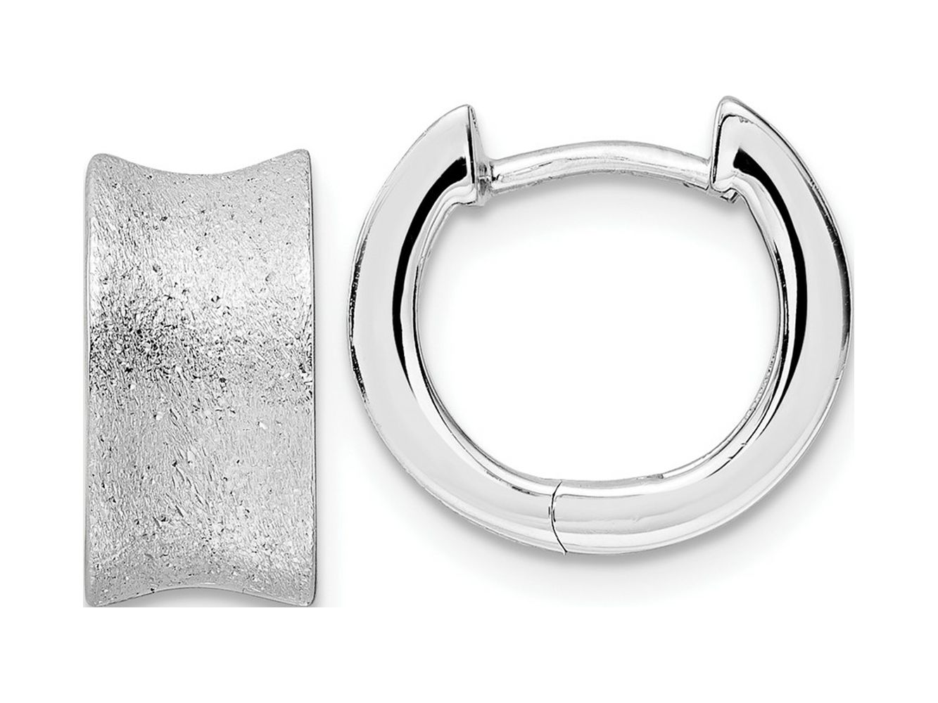 FJC Finejewelers 925 Sterling Silver d Bright Cut Brushed Huggie Hoop ...