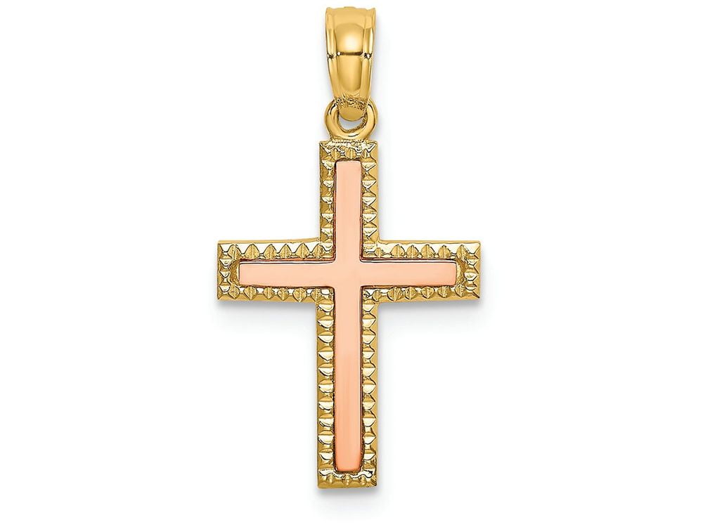 FJC Finejewelers Cross with Rose Color Center Charm - Walmart.com