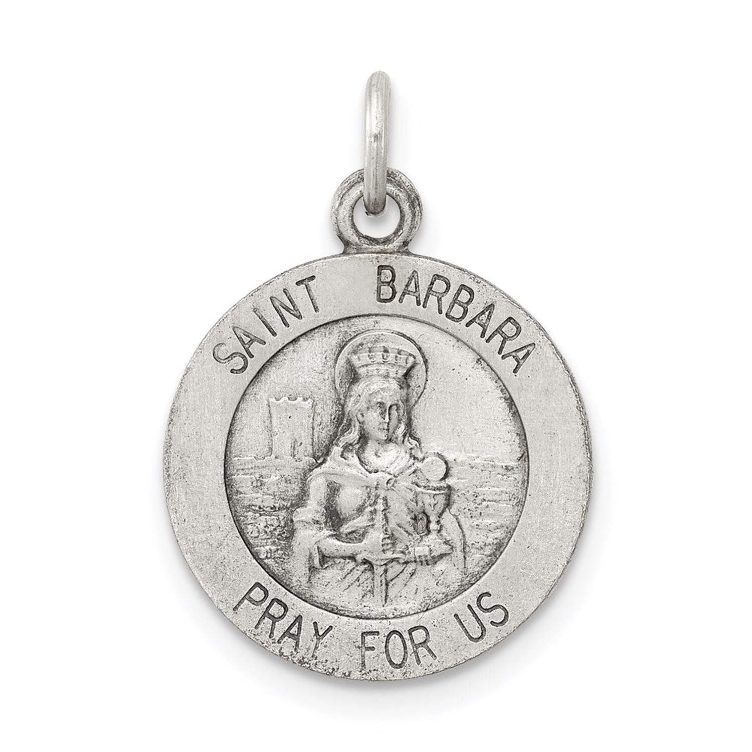 FJC Finejewelers Sterling Silver Antiqued Saint Barbara Medal Pendant ...