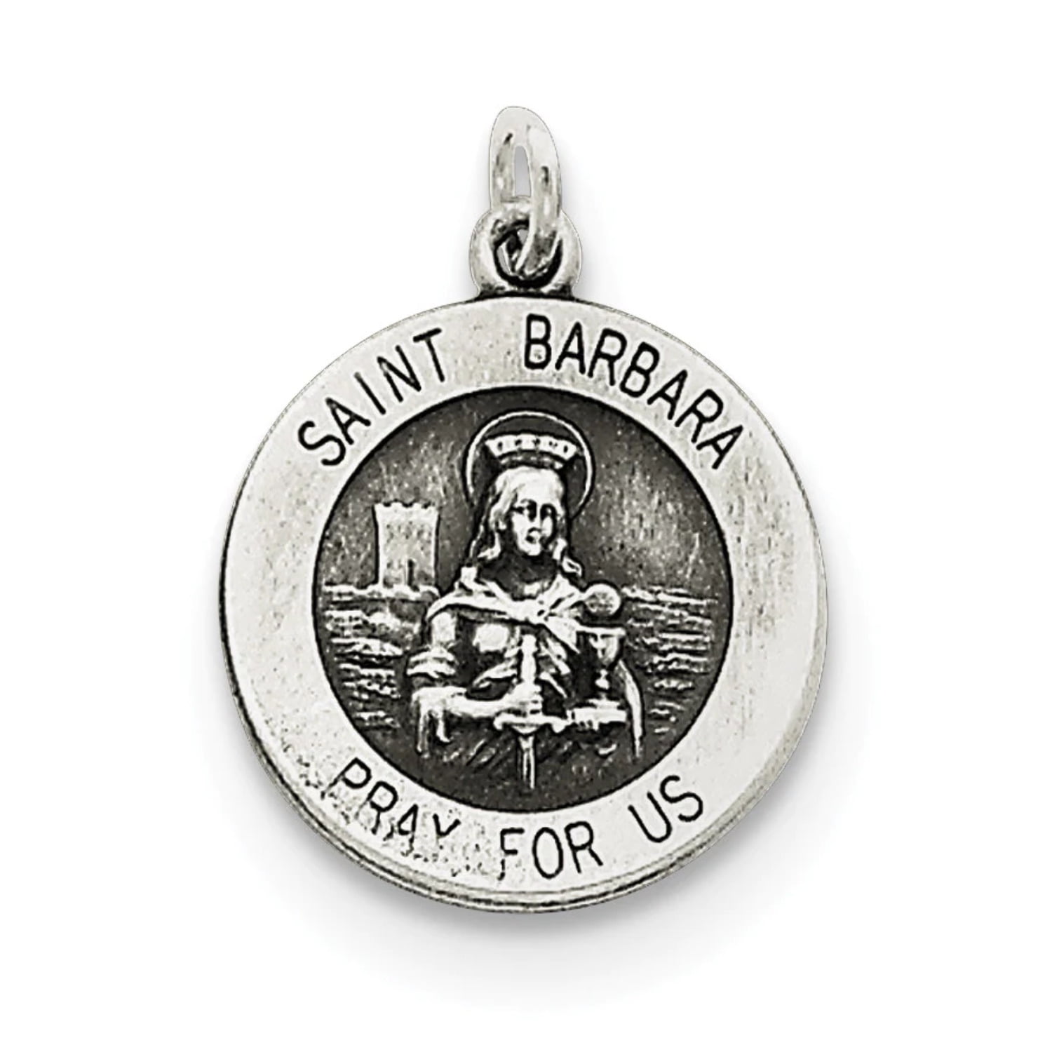 FJC Finejewelers Sterling Silver Antiqued Saint Barbara Medal Pendant ...