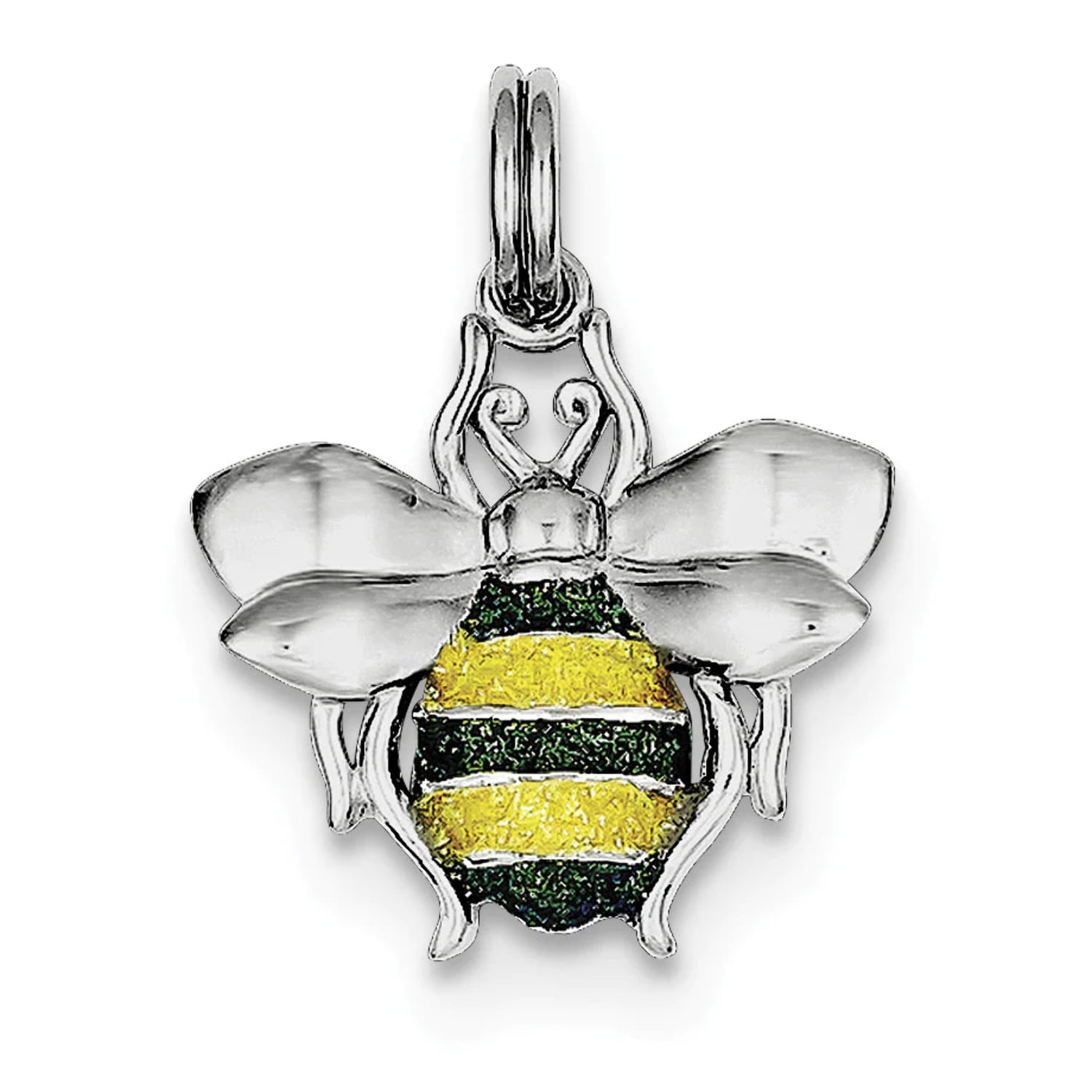 FJC Finejewelers Sterling Silver Green and Yellow Enamel Bee Charm ...