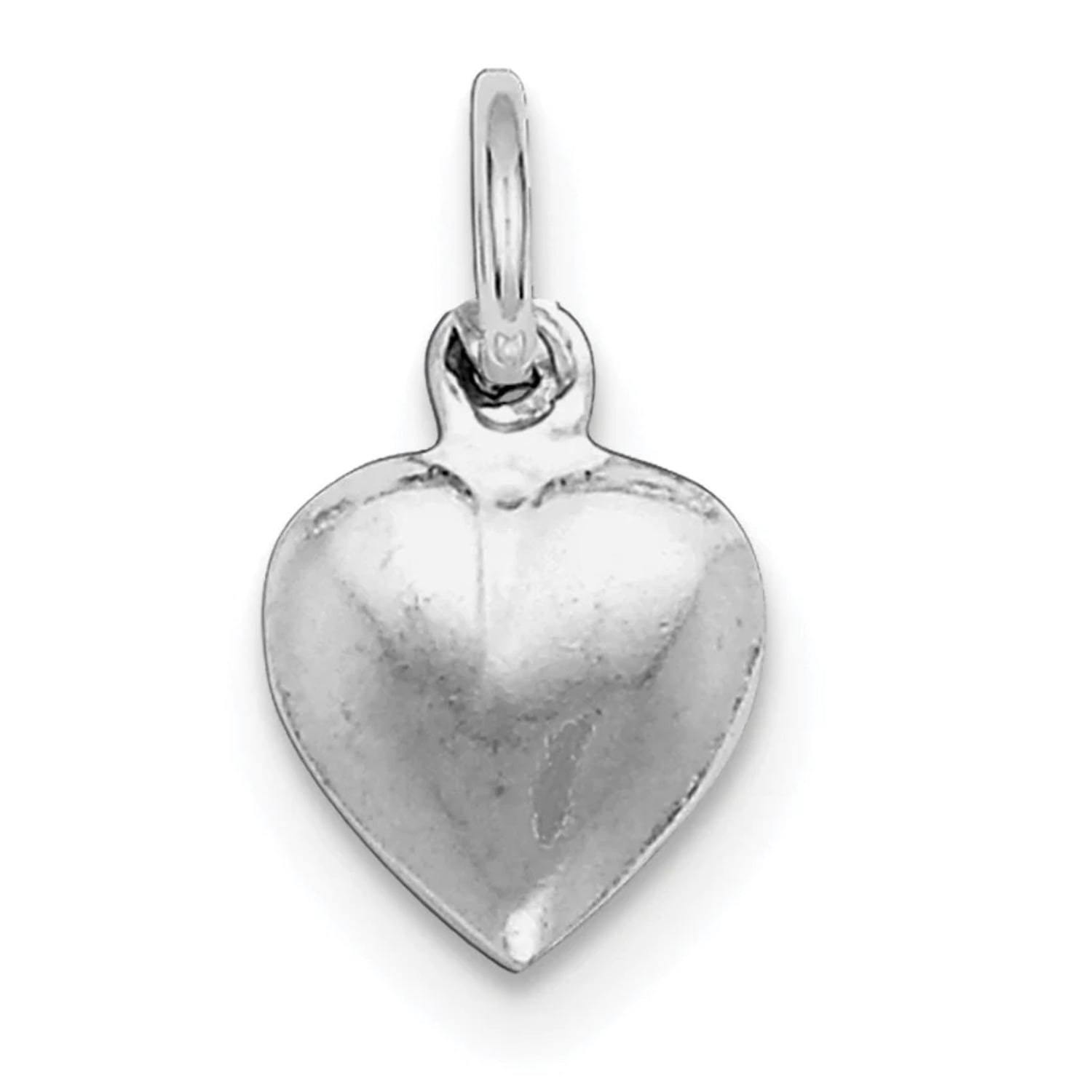 925 Sterling Silver Hollow Polished Puffed Love Heart Charm 15x11mm ...
