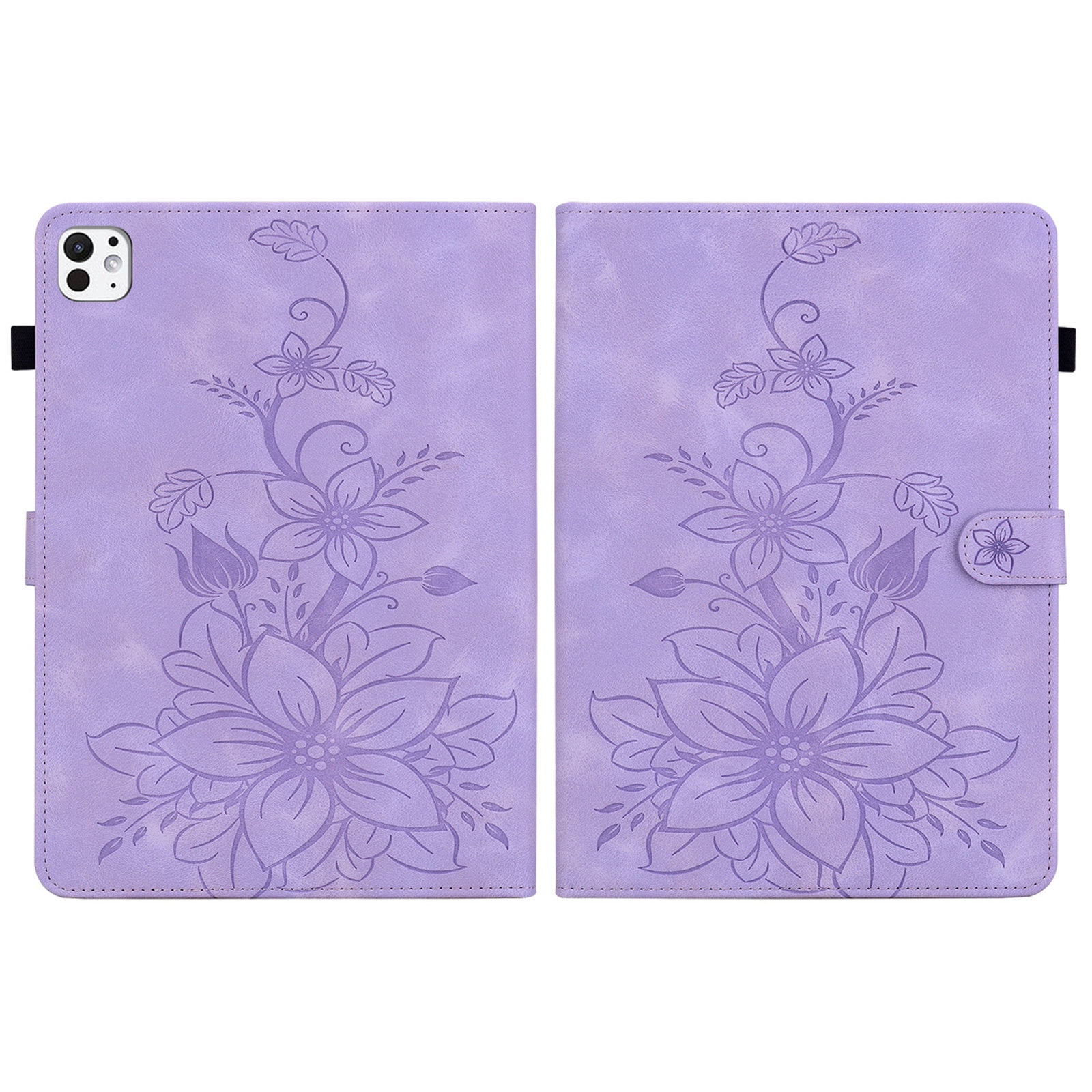 FJLBDE Case for iPad Pro 11 Inch (M4 2024/M5 2025), Embossed Flower PU ...