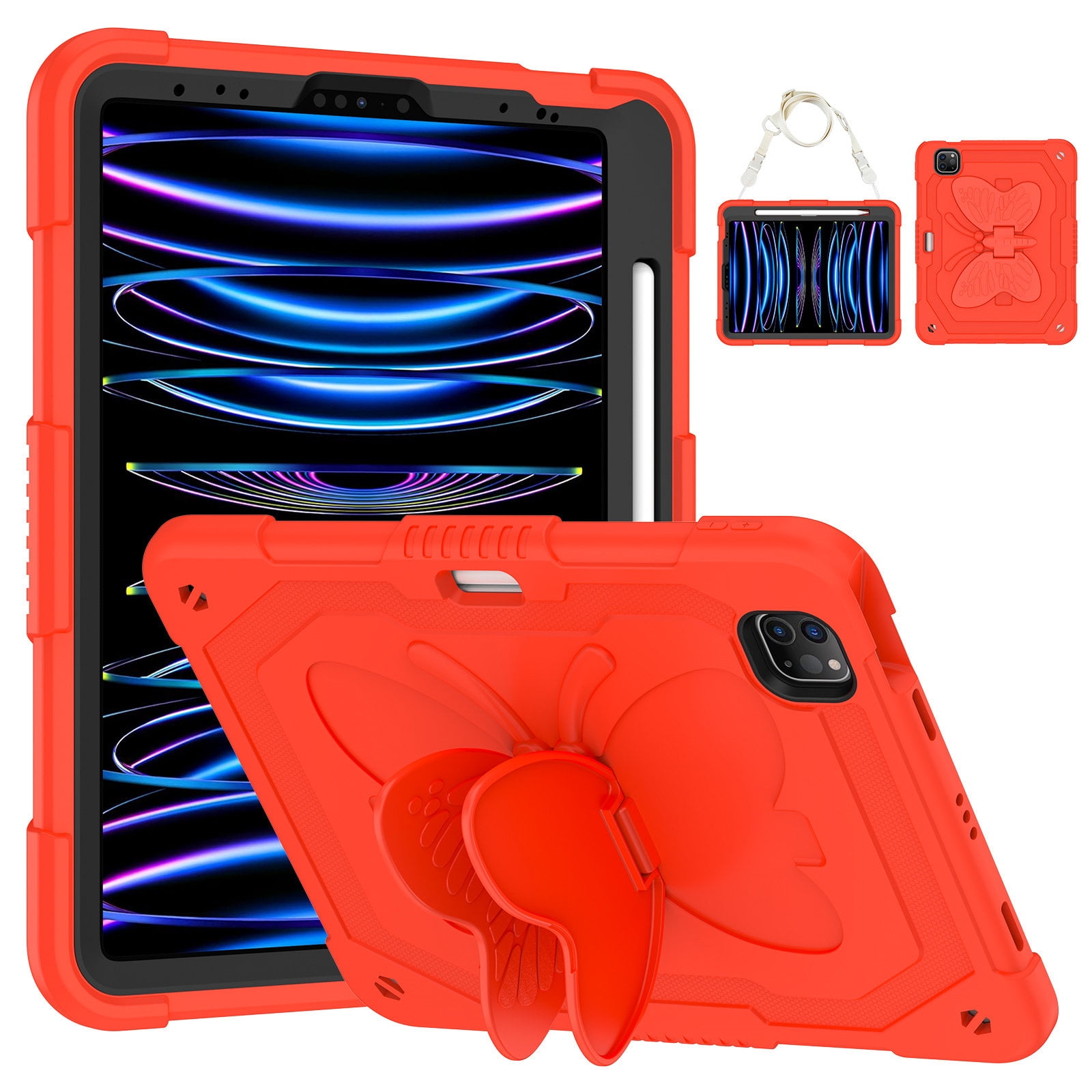 FJLBDE Case for iPad Pro 11 (M4) 2024 with Butterfly Stand, Heavy Duty ...